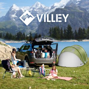 VILLEY 2-Person Easy Pop Up Tent, Waterproof Automatic Setup Instant Lightweight Camping Beach Tent with Carrying Bag for Camping, Hiking & Traveling - Green