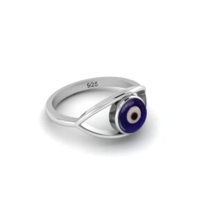 dhruvansh creations 925 sterling silver evil eye ring - protection ring - blue eye ring - white eye ring - evil eye jewelry (5.5)