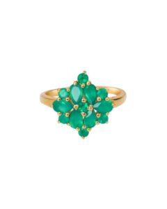 yotreasure 3x5 mm green onyx cluster ring 14k gold over 925 silver