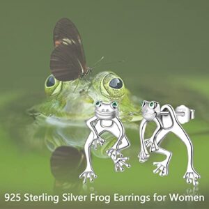 Frog Earrings for Women 925 Sterling Silver Fun Cute Two Way Frog Stud Earrings Jewelry Gift