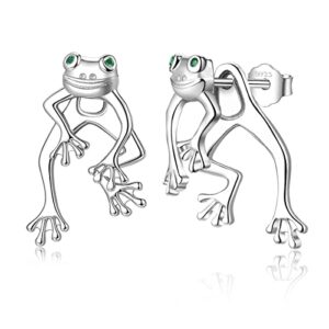 frog earrings for women 925 sterling silver fun cute two way frog stud earrings jewelry gift