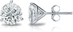 the diamond deal .10ct (1/10cttw) carat round brilliant solitaire lab-grown diamond matini stud earrings women - in 14k white gold 3-prong basket-setting with push backs