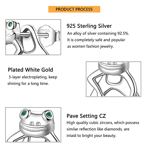 Frog Earrings for Women 925 Sterling Silver Fun Cute Two Way Frog Stud Earrings Jewelry Gift