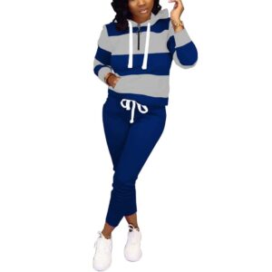 Nimsruc Two Piece Outfits For Women Jogging Suits Casual Sweatsuits Jogger Tracksuits Long Sleeve Hoodie Matching Sets Gray Blue L