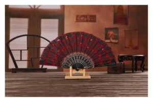 folding hand fan folding fan handheld folded fan embroidered sequins folding fan chinese style classical hand fans dance manual fan foldable fan hand held fans (color : a6, size : 23 * 41cm)