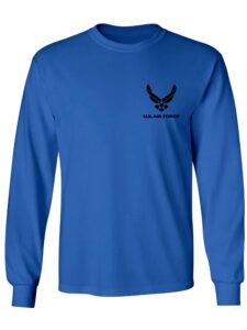 air force left chest adult long sleeve t-shirt in royal - x-large