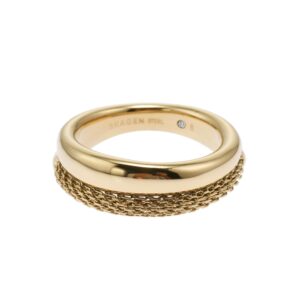 skagen women's gold tone ring with crystal accents, 5.5