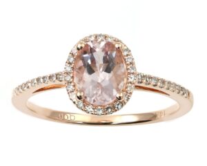 kokav 14k rose gold oval genuine morganite 1-1/2 ct with diamonds ring-7