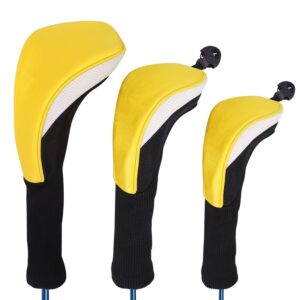 golf club head covers, golf iron head cover, wedge cover, woods driver long interchangeable 1/3/5 driver fairway hybrid golf putter cover headcovers (color : yellow and white)