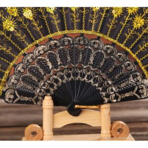 Folding Hand Fan Folding Fan Handheld Folded Fan Embroidered Sequins Folding Fan Chinese Style Classical Hand Fans Dance Manual Fan Foldable Fan Hand Held Fans (Color : A6, Size : 23 * 41CM)