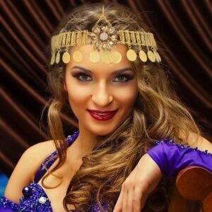 Woeoe Crystals Head Chain Jewelry Gold Retro Headpiece Coin Boho Vintage Belly Dance Prom Costume Hair Chains Accessories for Women