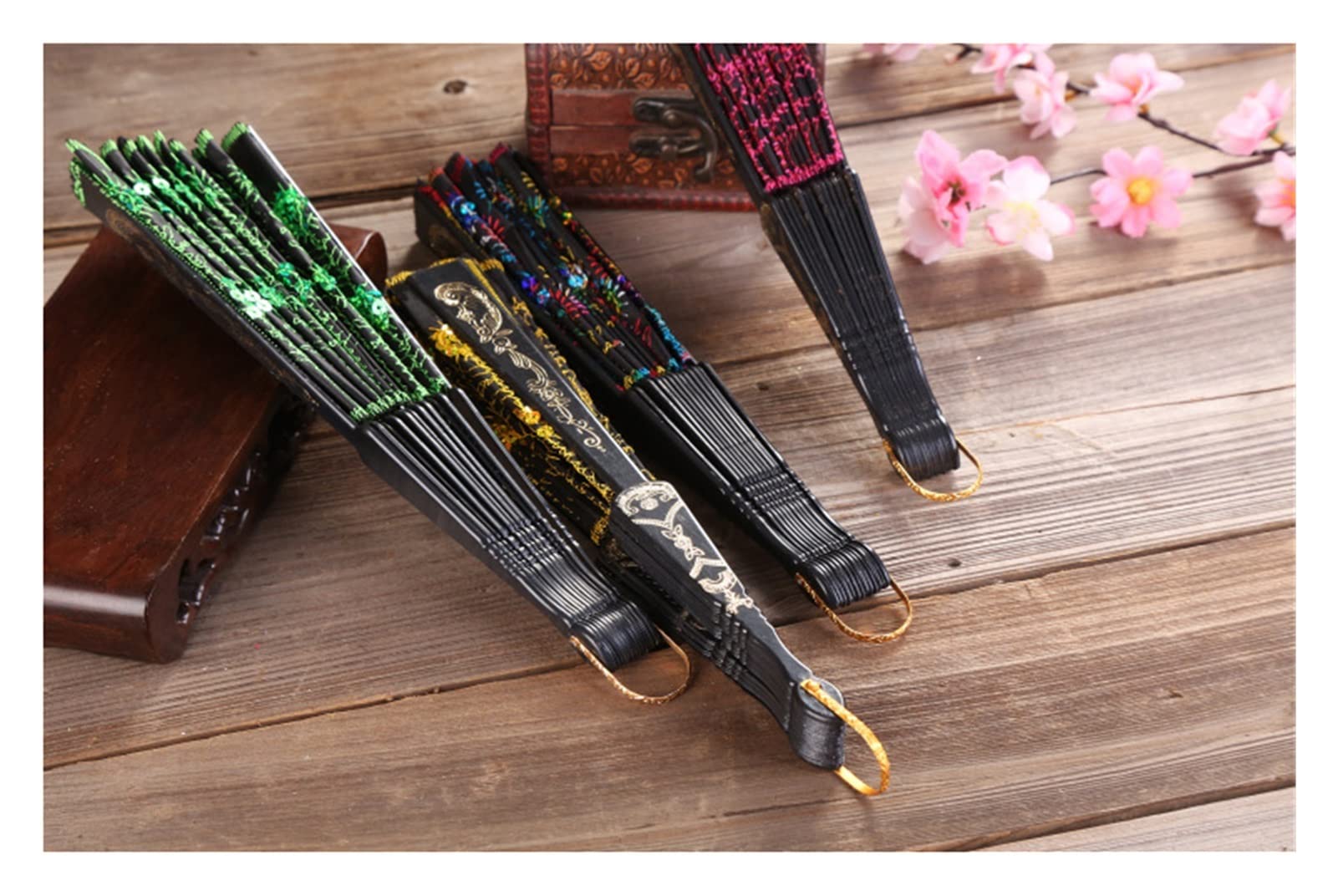 Folding Hand Fan Folding Fan Handheld Folded Fan Embroidered Sequins Folding Fan Chinese Style Classical Hand Fans Dance Manual Fan Foldable Fan Hand Held Fans (Color : A6, Size : 23 * 41CM)