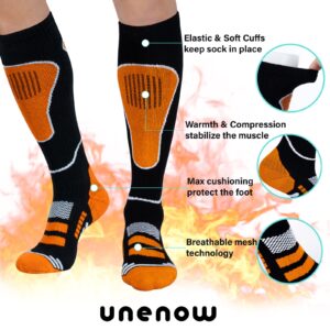 Merino Wool Ski Socks 2 Pairs, Thermal Knee High Warm Socks for Snowboarding, Hiking, Cold Weather, Snow, Hunting