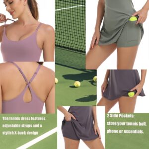 gofiep Womens Eazy Peezy Tennis Dress, Workout Dress with Shorts & Bra Golf Athletic Dresses for Women