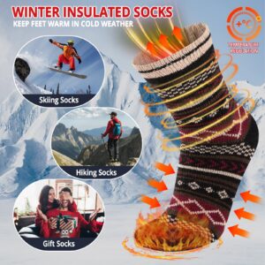 COOVAN Mens Wool Socks 5 Pairs Warm Thick Winter Wool Socks for Men Hiking Cozy Knit Thermal Crew Socks