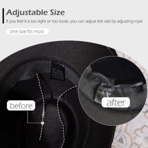 Gossifan Western Cowboy & Cowgirl Hat Felt Wide Brim Women Men Fedora Hats-A Belt Black