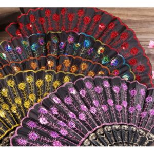 Folding Hand Fan Folding Fan Handheld Folded Fan Embroidered Sequins Folding Fan Chinese Style Classical Hand Fans Dance Manual Fan Foldable Fan Hand Held Fans (Color : A6, Size : 23 * 41CM)