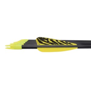 6875 Fiberglass Arrows Archery 26 Inch Target Shooting Safetyglass Recurve Bows Suitable for Youth Children Woman Beginner 6pcs/Pack (tigerspot Yellow Vanes)