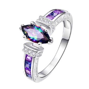 women simulated gemstone ring anniversary wedding band size engagement ring size 6-10 (multicolor, 8)