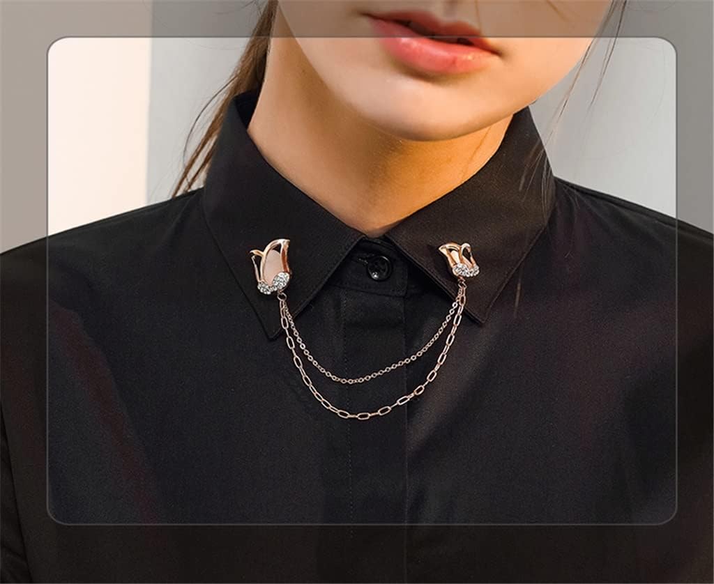 MJWDP Shirt Collar Pin Neck Brooch Chain Corsage Decoration Women's Button Pin Sweater Accessories Pin Accessories