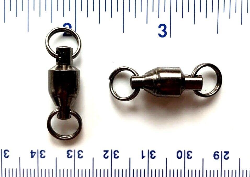 25 Gerry's Tackle Ball Bearing Fishing Swivels with Split Rings Size 7 (66 Pound Test)