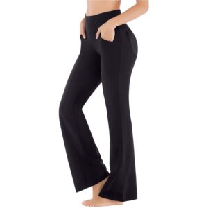 Workout Leggings Sports Wide Pants Flared Pilates Fitness Waist Straight for Yoga Flare High Yoga Leg (Black, S)