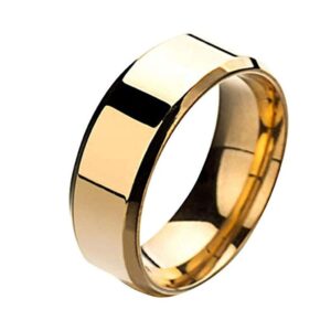 unisex stainless steel ring lovers simple plain band for women men wedding band engagement promise ring size 5-13 (black, 9)