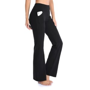 Workout Leggings Sports Wide Pants Flared Pilates Fitness Waist Straight for Yoga Flare High Yoga Leg (Black, S)