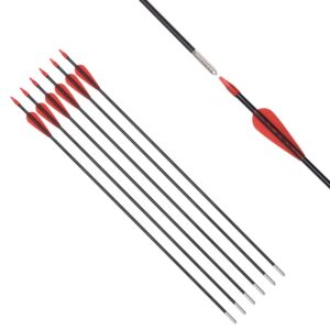 6875 fiberglass arrows archery 24 inch target shooting safetyglass recurve bows suitable for youth children woman beginner 6pcs/pack (tigerspot red vanes)