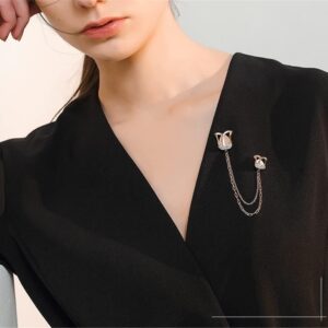 MJWDP Shirt Collar Pin Neck Brooch Chain Corsage Decoration Women's Button Pin Sweater Accessories Pin Accessories