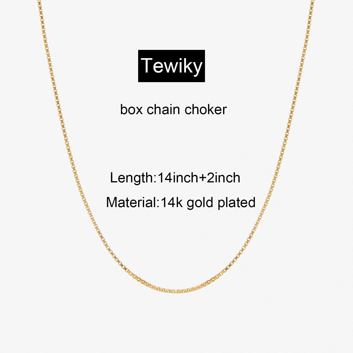 Tewiky Dainty Necklace for Women, Gold Plated Box Chain Simple Minimalist Thin Women Aesthetic Choker Necklaces Short