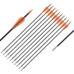 6875 Fiberglass Arrows Archery 24 Inch Target Shooting Safetyglass Recurve Bows Suitable for Youth Children Woman Beginner 12pcs/Pack (tigerspot Orange Vanes)