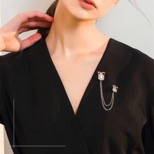 MJWDP Shirt Collar Pin Neck Brooch Chain Corsage Decoration Women's Button Pin Sweater Accessories Pin Accessories