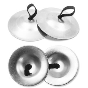 4pcs finger cymbals 5.3cm/2.1in, finger zills for belly dance, brass hand cymbals, belly dancing cymbals, dance finger musical instrument for dancer party, sagats (silver)