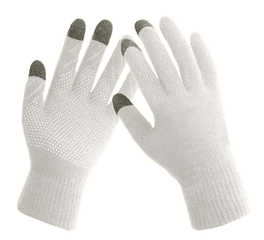 HINDAWI Winter Hat Gloves for Women Knit Snow Ski Outdoor Newsboy Caps Touch Screen Mittens White