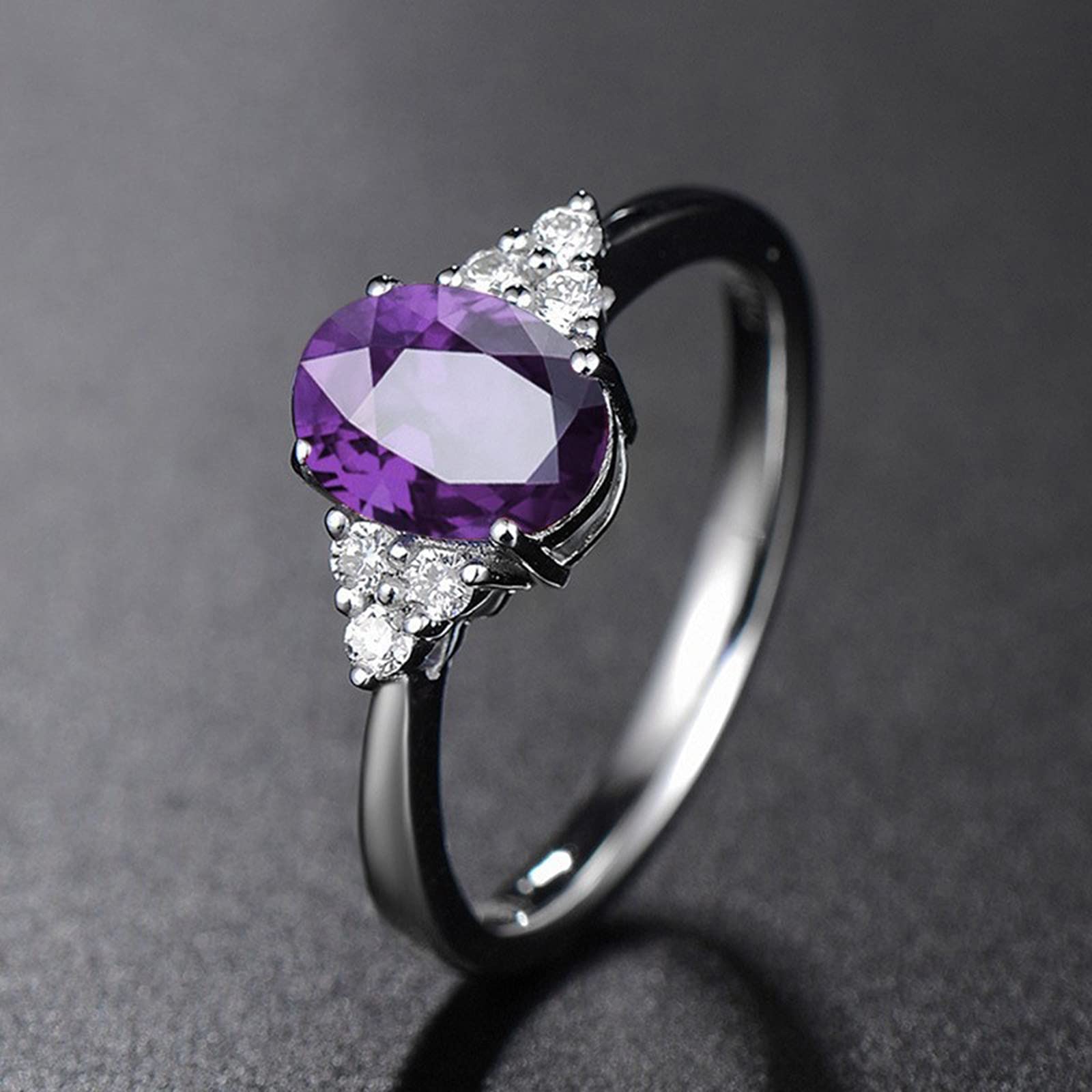 Fashion Jewelry Women's Gemstone Ring CZ Simulated Diamond Proposal Ring Engagement Wedding Rings (Purple, One Size)