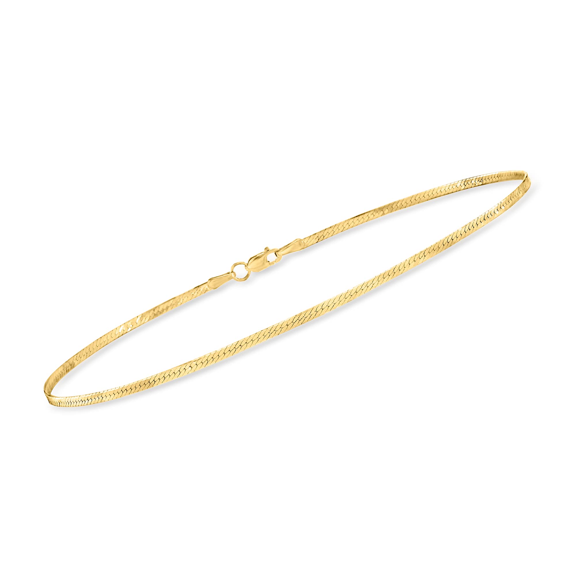 RS Pure by Ross-Simons 1.5mm 14kt Yellow Gold Herringbone Anklet. 10 inches