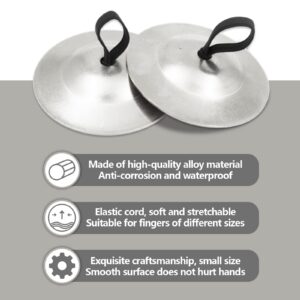 4Pcs Finger Cymbals 5.3cm/2.1in, Finger Zills for Belly Dance, Brass Hand Cymbals, belly dancing cymbals, Dance Finger Musical Instrument for Dancer Party, Sagats (Silver)