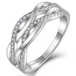 fahonie infinity knot ring 925 sterling silver cut 5a cubic zirconia cz statement ring anniversary promise ring for women(size5)