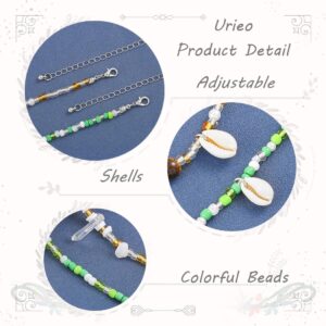 Urieo Boho Shell Beads Waist Chain Bead Green Belly Chains Layered Adjustable Bikini Beach Body Jewelry Accessories for Women(Pack of 2)