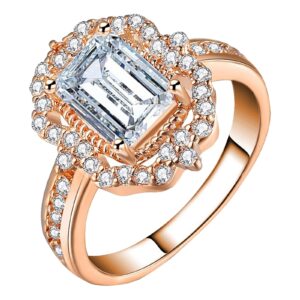 women's bling simulated diamond ring engagement wedding ring fashion zircon statement band vintage rings (rose gold, 8)