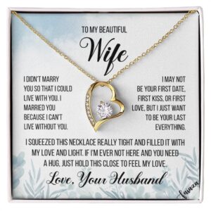 to my beautiful wife necklace from husband hotwife jewelry for women birthday gifts for wife birthday necklaces for women forever love necklace (18k yellow gold finish (luxury box))