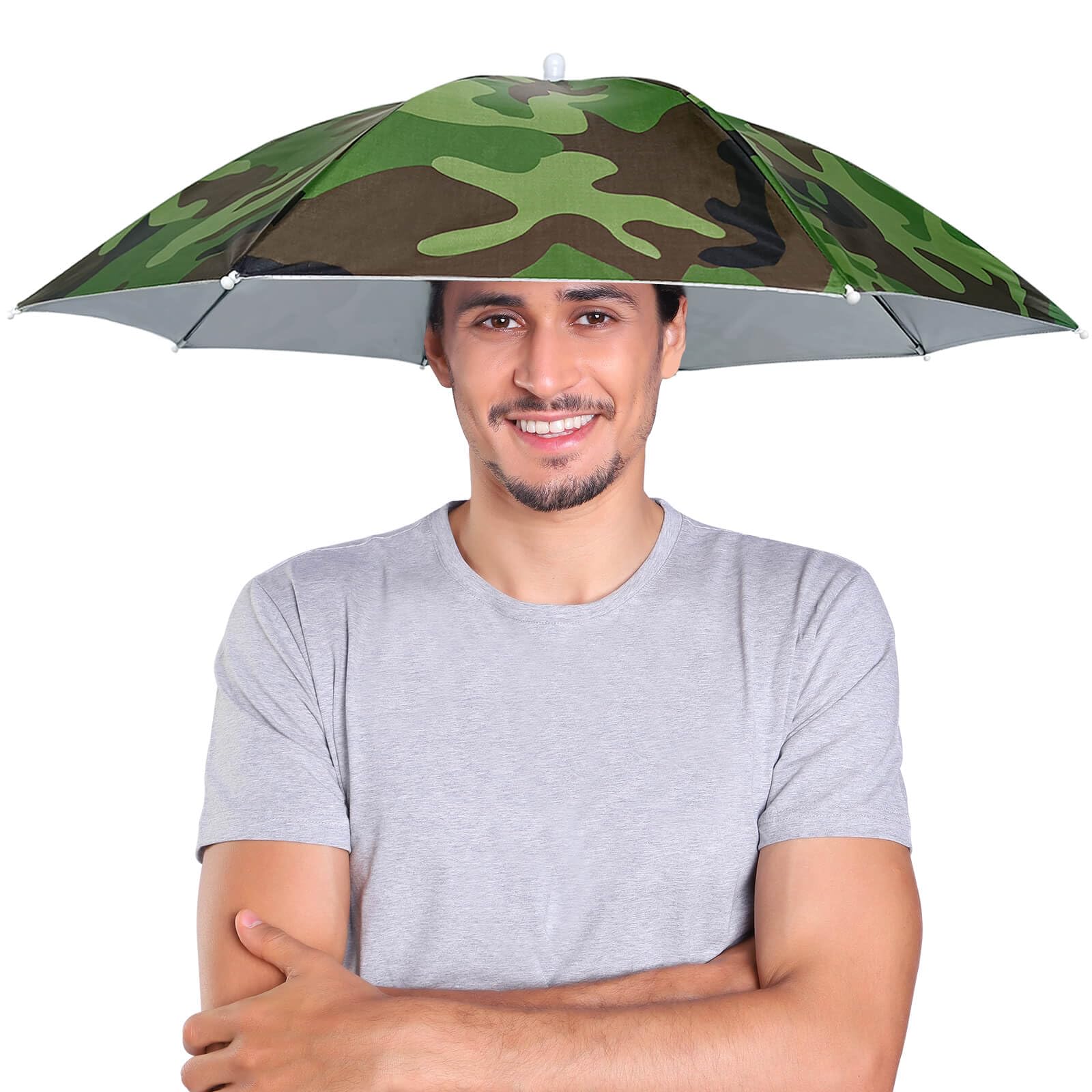 NLDGDZJ Umbrella Hat 27" Elastic headband,Umbrella Hats for Women Men,Head Umbrella Camouflage/1 Pack