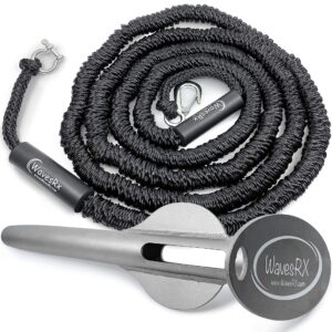 wavesrx beach anchoring bundle | aluminum sand anchor + bungee line 14' | securely anchor your watercraft in shallow water near beach or sandbar | perfect for boats, pontoons, jet ski and other pwc