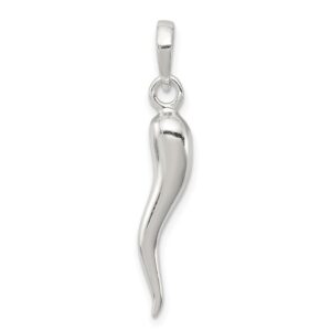 auriga fine jewelry 925 sterling silver italian horn pendant, (l- 27 mm, w- 4 mm) gift for women