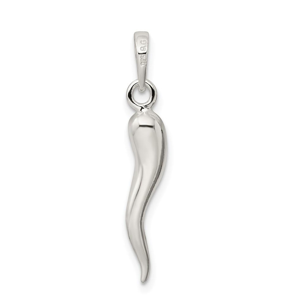 Auriga Fine Jewelry 925 Sterling Silver Italian Horn Pendant, (L- 27 mm, W- 4 mm) Gift for Women