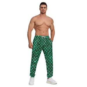 INZVKJLU Halloween Green Scales Mens Sweatpants 3D Print Jogger Pants Casual Sportswear