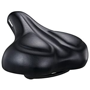 daway c50i comfortable oversized bike seat - ultimate comfort memory foam exercise bicycle saddle for men women, fit for peloton, city, stationary bikes, extra wide replacement cushion for cycling