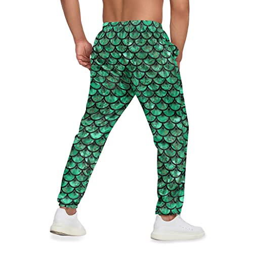 INZVKJLU Halloween Green Scales Mens Sweatpants 3D Print Jogger Pants Casual Sportswear