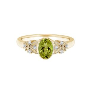 mooneye nature inspired 7x5 mm oval peridot 925 sterling silver bridal vine leaf women ring